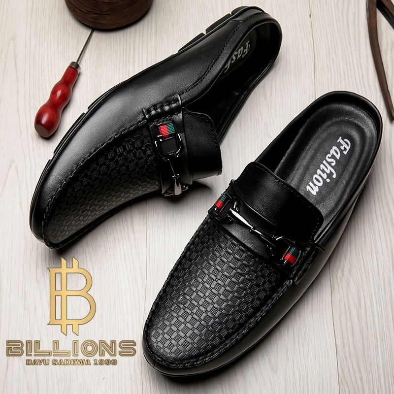 Jual Sepatu Pria Gaya Retro Slop Bustong Kulit Keren Casual Formal Slip ...
