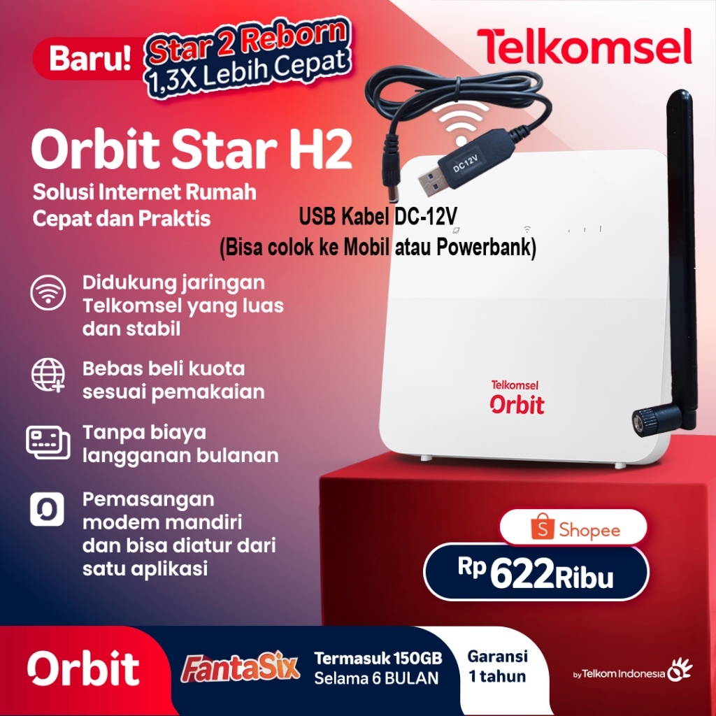 Jual Telkomsel Orbit Star H2 Modem WiFi 4G Free 150GB Penerus Orbit Star 2 B312 | Shopee Indonesia