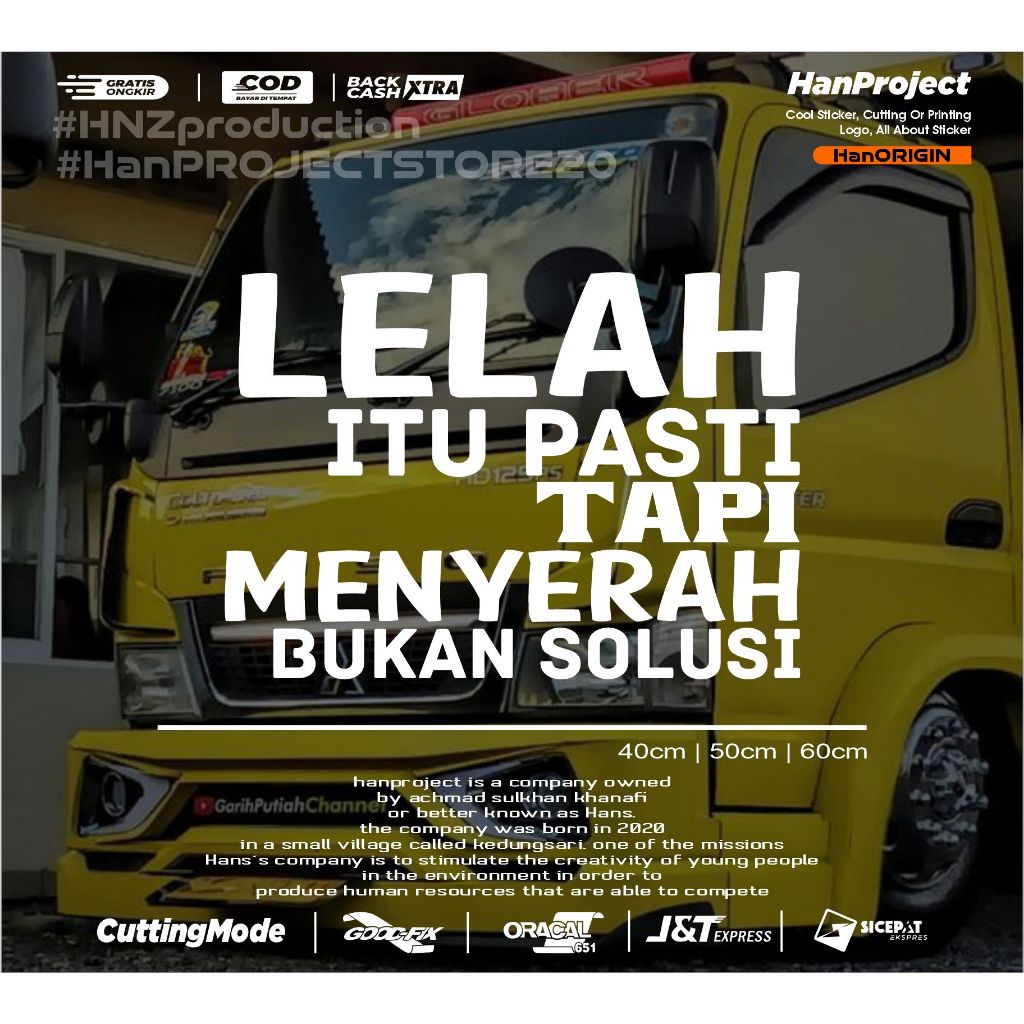 Jual STICKER CUTTING LELAH ITU PASTI TAPI MENYERAH BUKAN SOLUSI COCOK ...