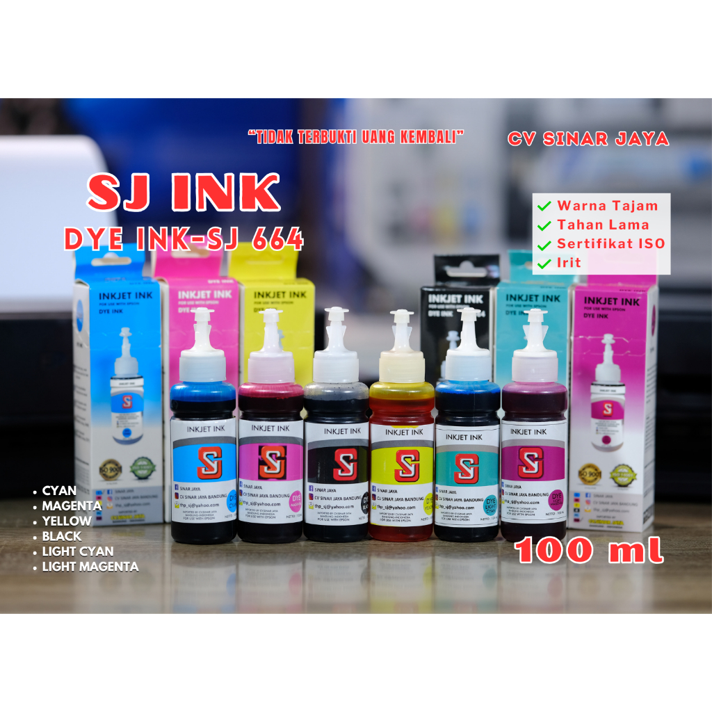 Jual (Dye ink) Tinta Printer Cair isi ulang 100ml type 664 (SJ INK) ALL ...