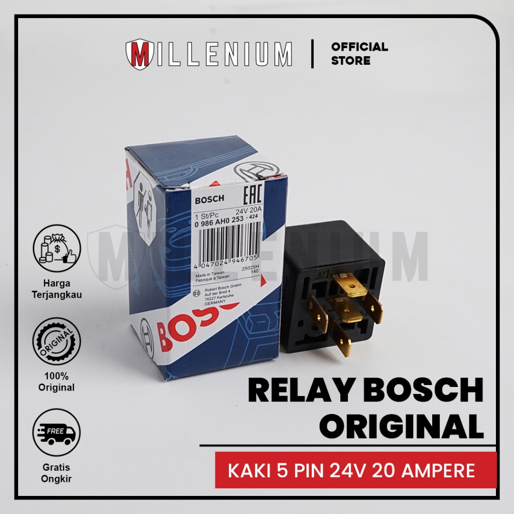 Jual Relay BOSCH Kaki 5 Pin 24V 20A – Relay Mobil Motor Original 87a untuk Klakson, Lampu ...