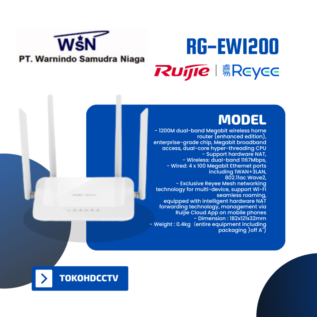 Jual RUIJIE REYEE RG-EW1200 1200M Dual-band Wireless Router | Shopee ...