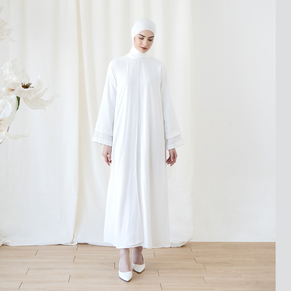 Jual Darmaya by Aska Label - Gamis wanita two tone dengan details layer ...