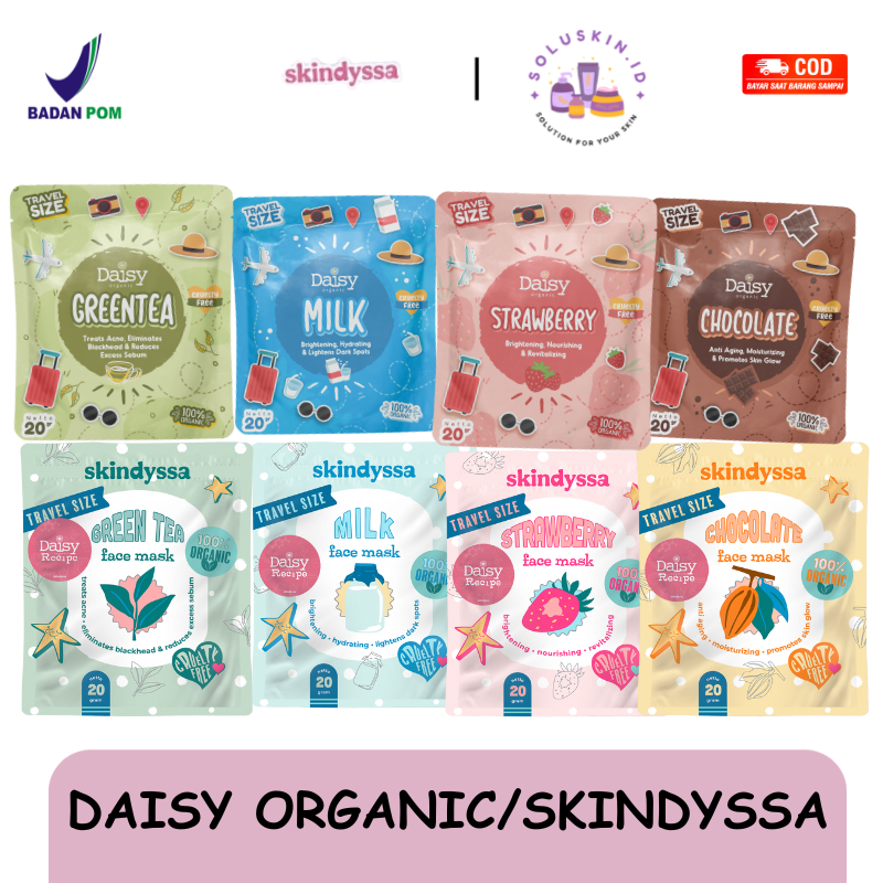 Jual [READY] DAISY ORGANIC ORGANIK SKINDYSSA FACE MASK MASKER WAJAH ORGANIK TRAVEL SIZE 20gr 20 ...
