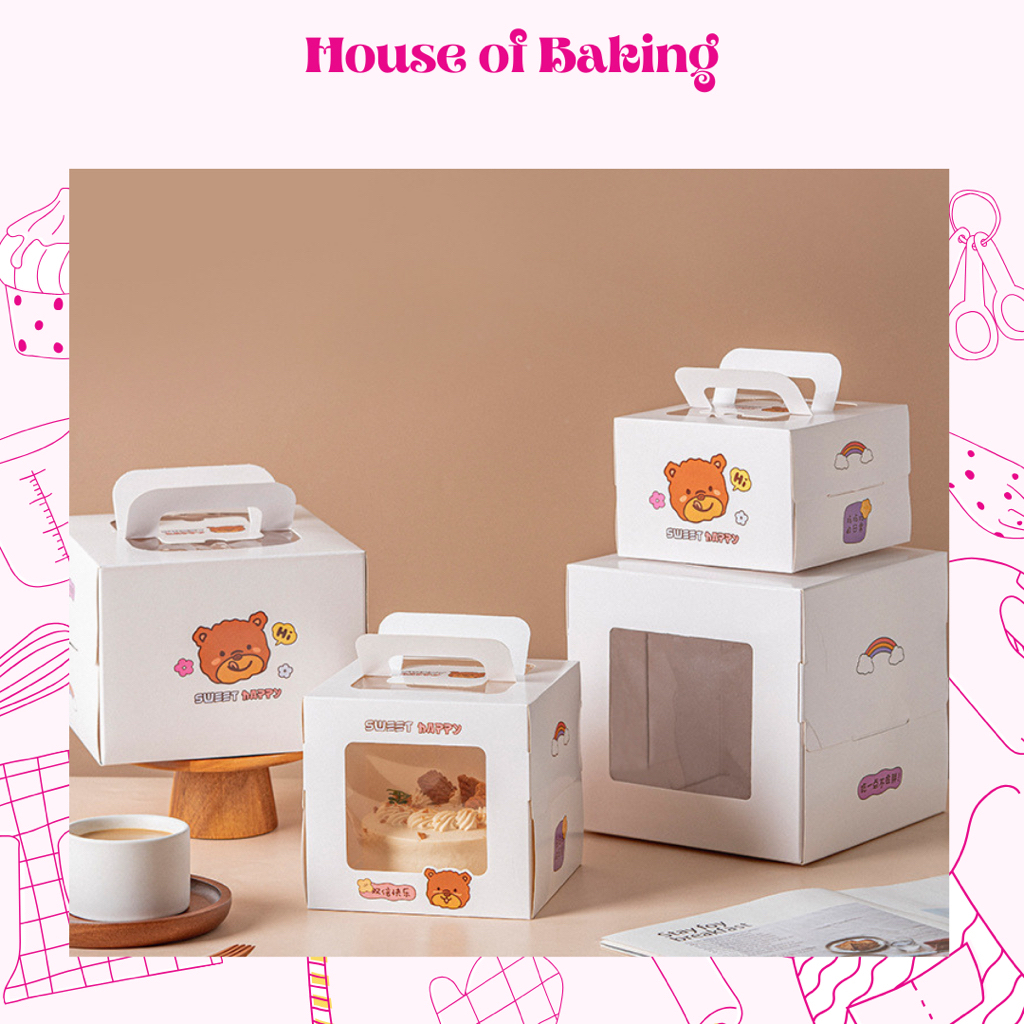 Jual HOB_ Kotak Kue 16x16 20x20 / Kotak cake / Korean Box Cake with ...