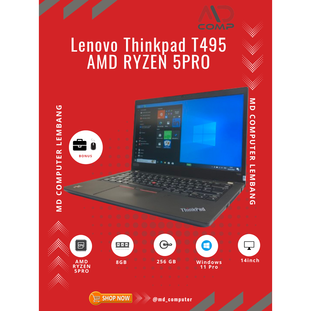 Jual Laptop Lenovo Thinkpad T495 RYZEN 5 PRO 3500U Ram-8GB SSD-256GB ...