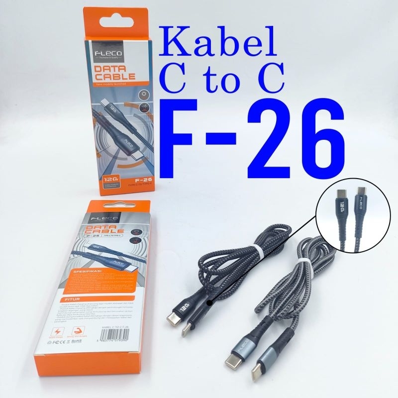 Jual Kabel Data Fleco F-26 Type C To C Original Kabel Charger Fleco Type C To C 120W F26 Fast ...