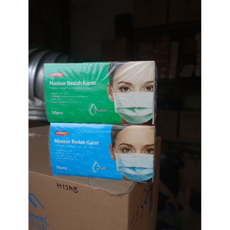 Jual Masker onemed earloop 3ply masker surgicial one med wajah masker ...