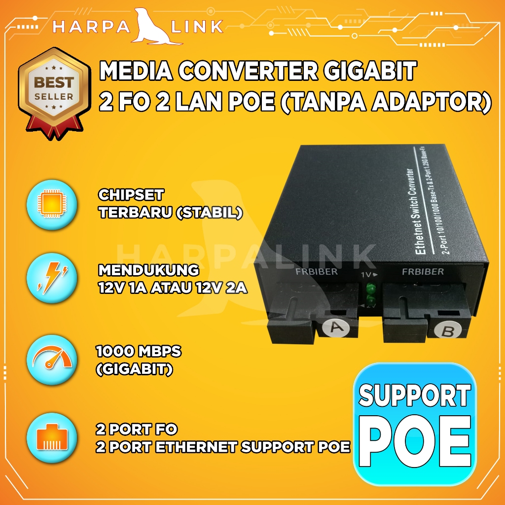 Jual Media Converter 2 FO 2 LAN 2 SC 2 RJ45 Gigabit 1000 Mbps POE Body Casing Switch Fiber Optic ...