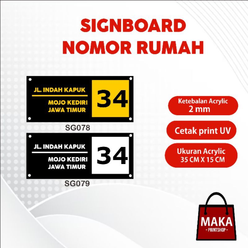 Jual Sign Signage Nomor Rumah - Custom Nomor Rumah - Papan Akrilik ...