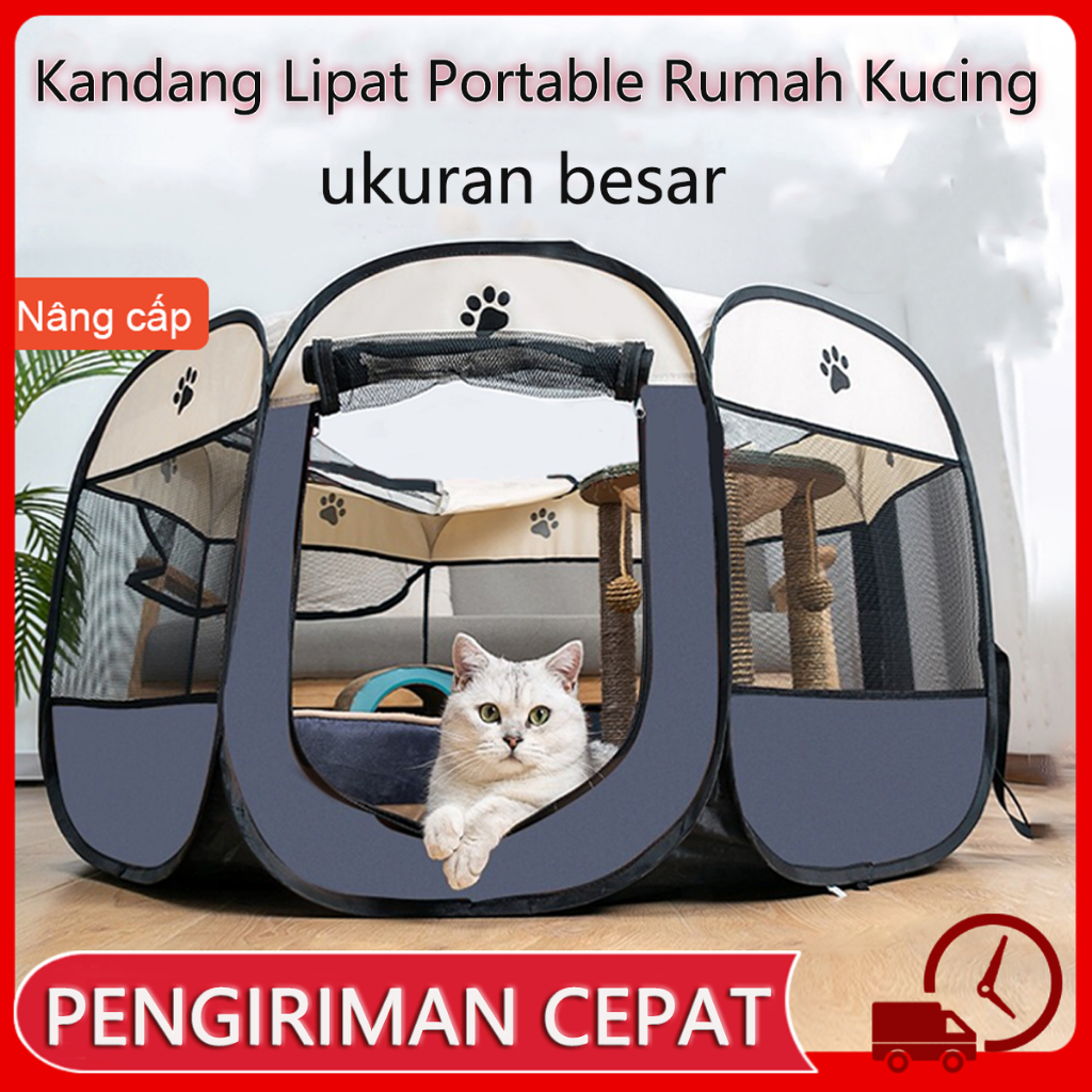 Jual 【spot】Tenda kucing kandang kucing Portabel Dengan 8 Panel ,Untuk ...