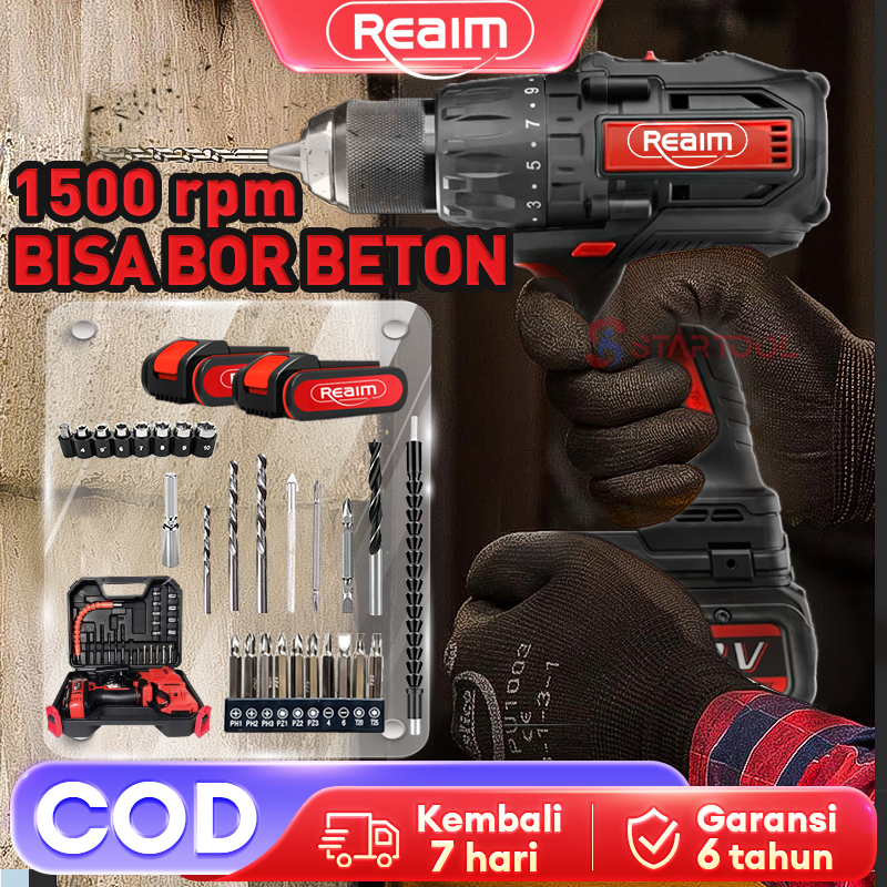 Jual Realm Bor Baterai Bor Cas Bor Listrik Bor Cordless Drill Obeng