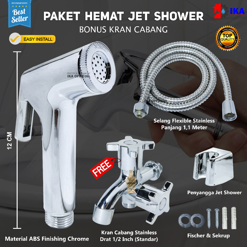 Jual Paket Bundling Jet Shower komplit Kran Cabang Hitam Series ...