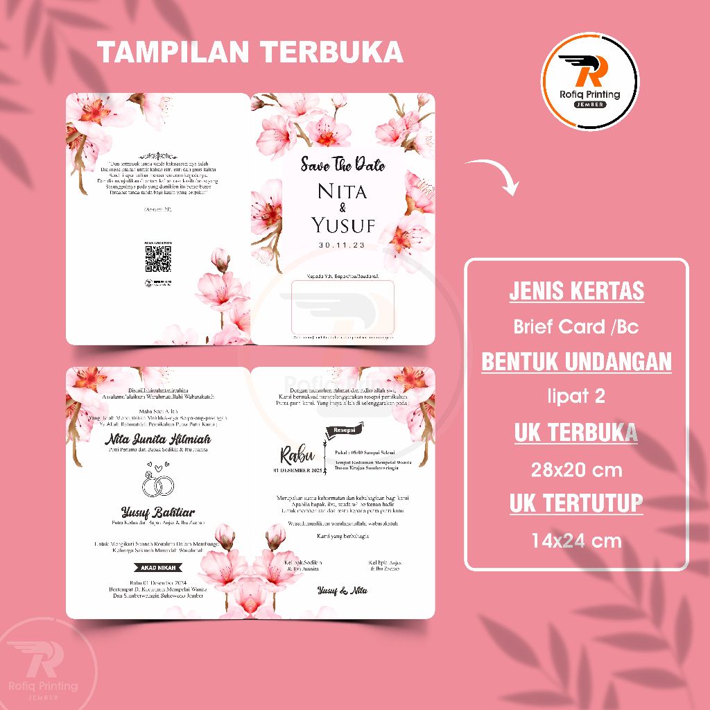 Jual Undangan Pernikahan Lipat 2 | Design Kekinian | Kartu Undangan ...