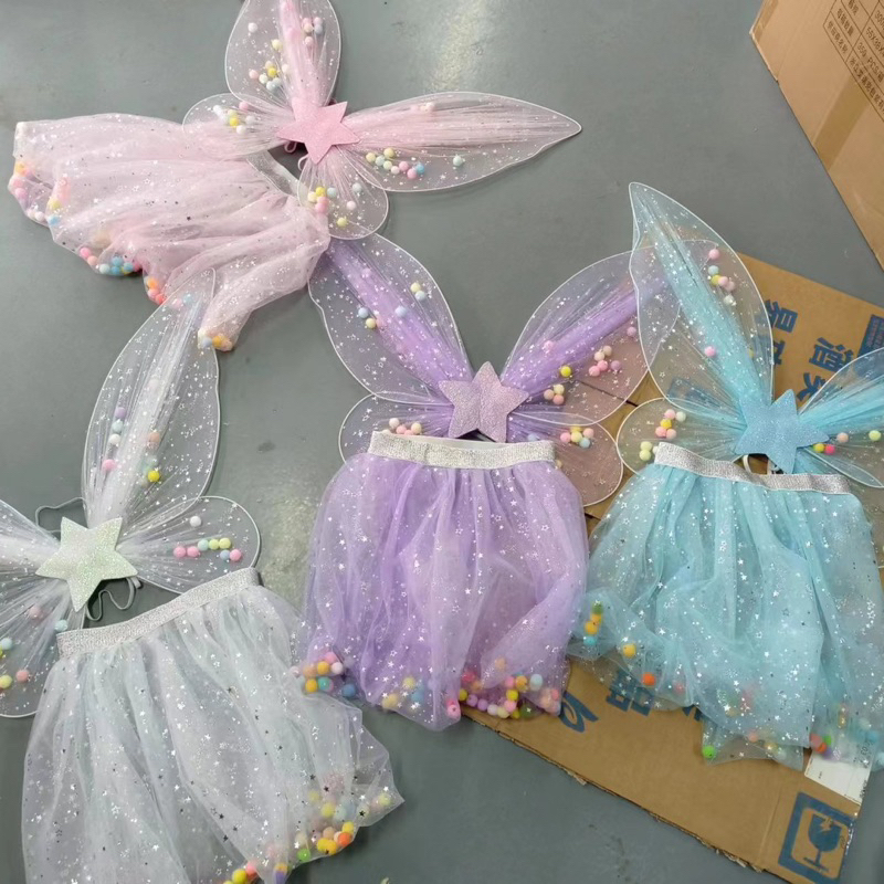 Jual sayap peri anak set rok 3in1 | fairy wings costume set wing skirt ...