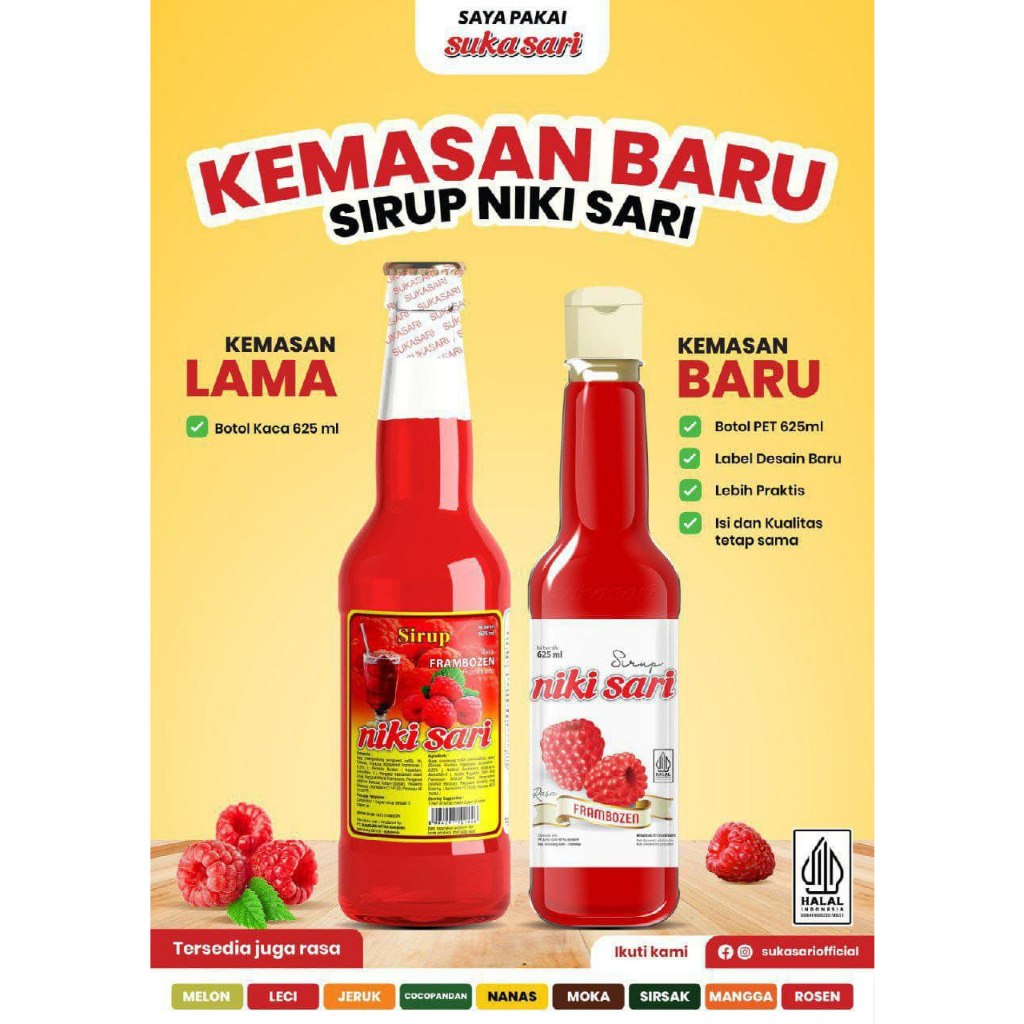 Jual Sirup Niki Sari Frambozen 625ml New, Ready Stock Delivery Jogja ...