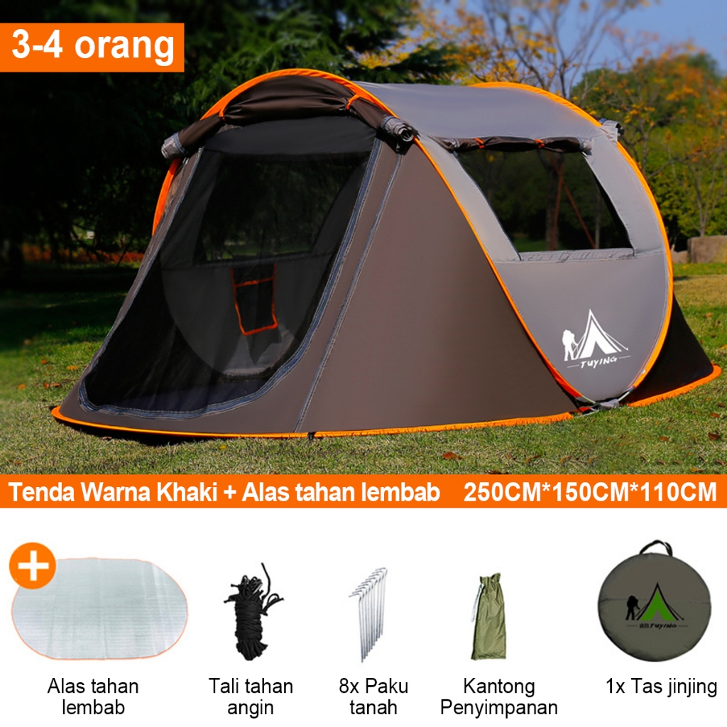 Jual Tenda camping otomatis 3-8 Orang Tenda berkemah empat pintu yang ...