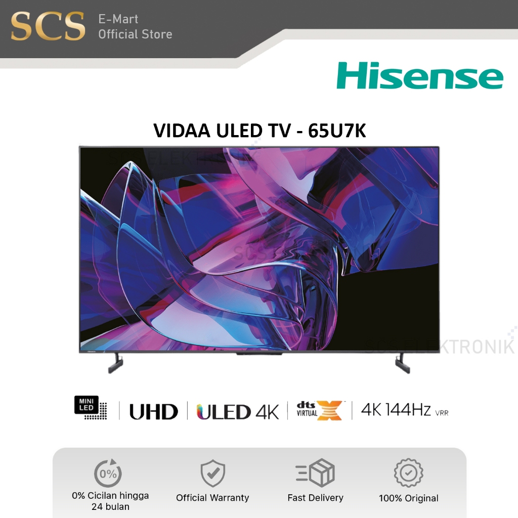 Jual TV HISENSE 65U7K VIDAA TV SMART MINI LED UHD | Shopee Indonesia