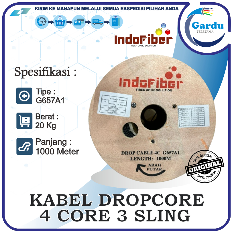 Jual Kabel Fiber Optic Dropcore 4 Core 3 Sling Panjang 1000M Merk ...