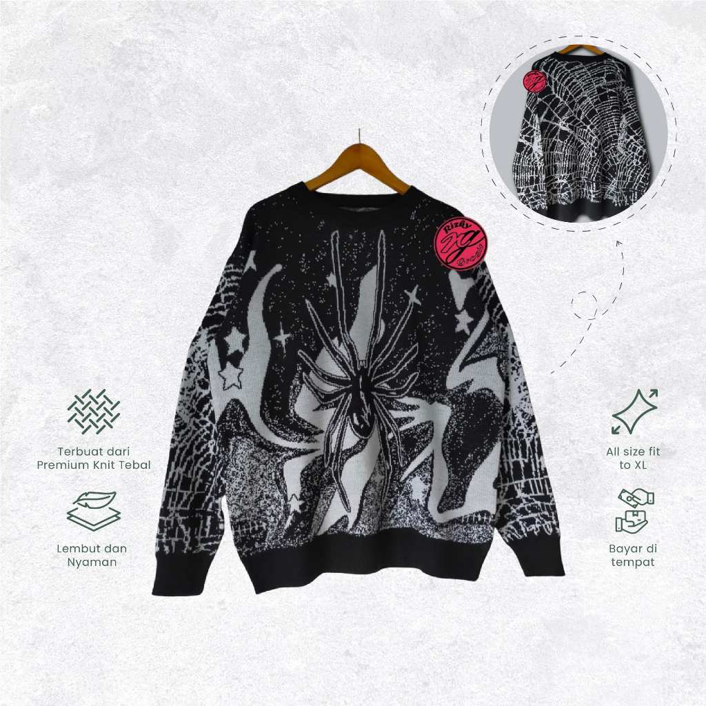 Jual najahstore_officials Spider web Sweater Atasan Rajut Pria Wanita ...