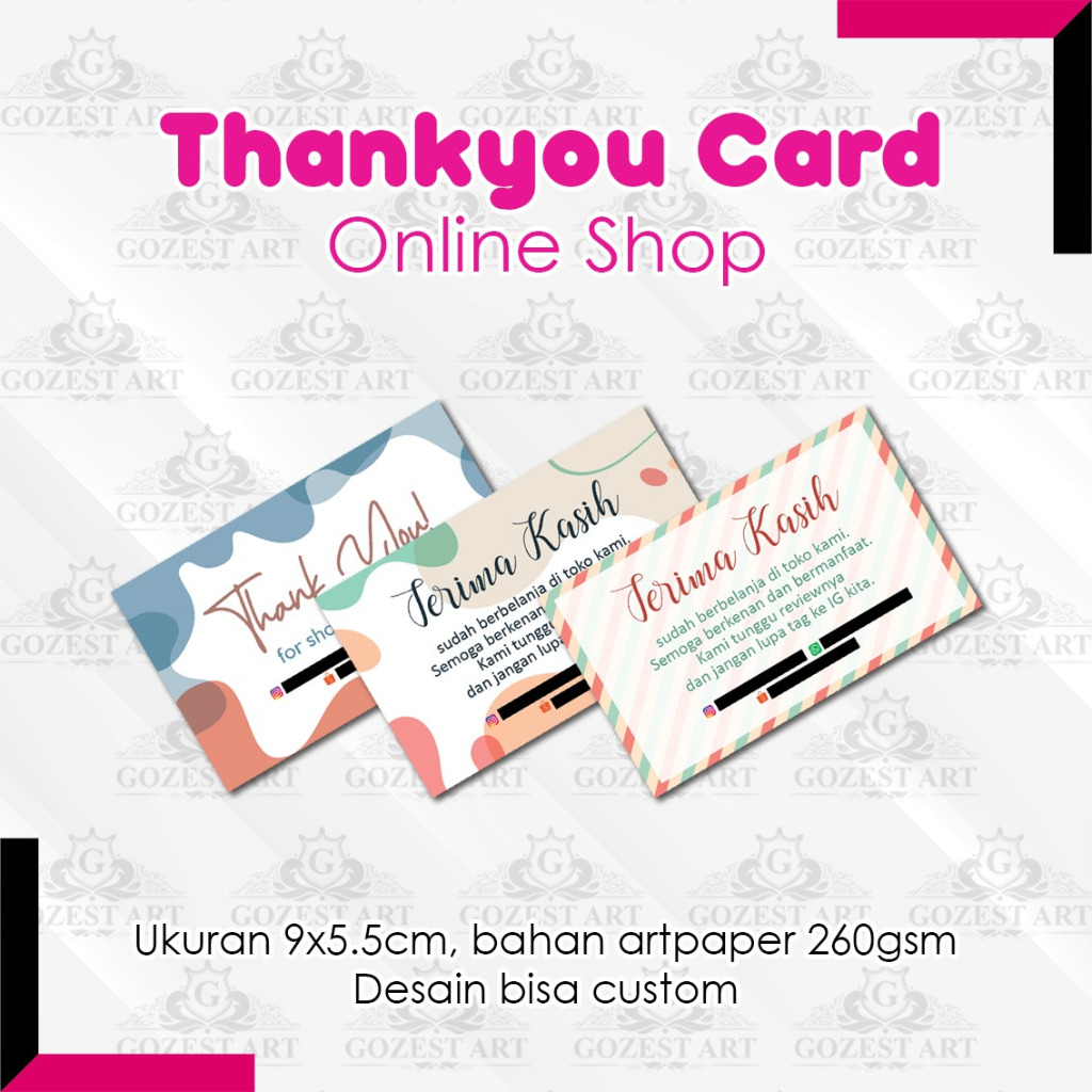 Jual KARTU UCAPAN / Thank You Card Custom / Thank You Card Online Shop ...