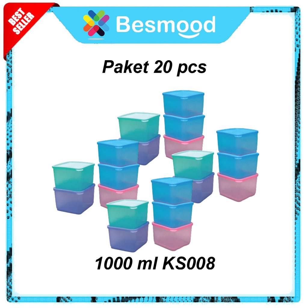 Jual Besmood Kotak makan segi tempat penyimpanan kotak Paket 20 pcs 1000 ml KS008 | Shopee Indonesia