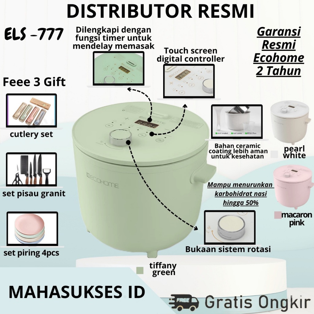 Jual ECOHOME MULTI FUNGSI RICE COOKER ELS 777 LOW CARBO MAGIC COM ...