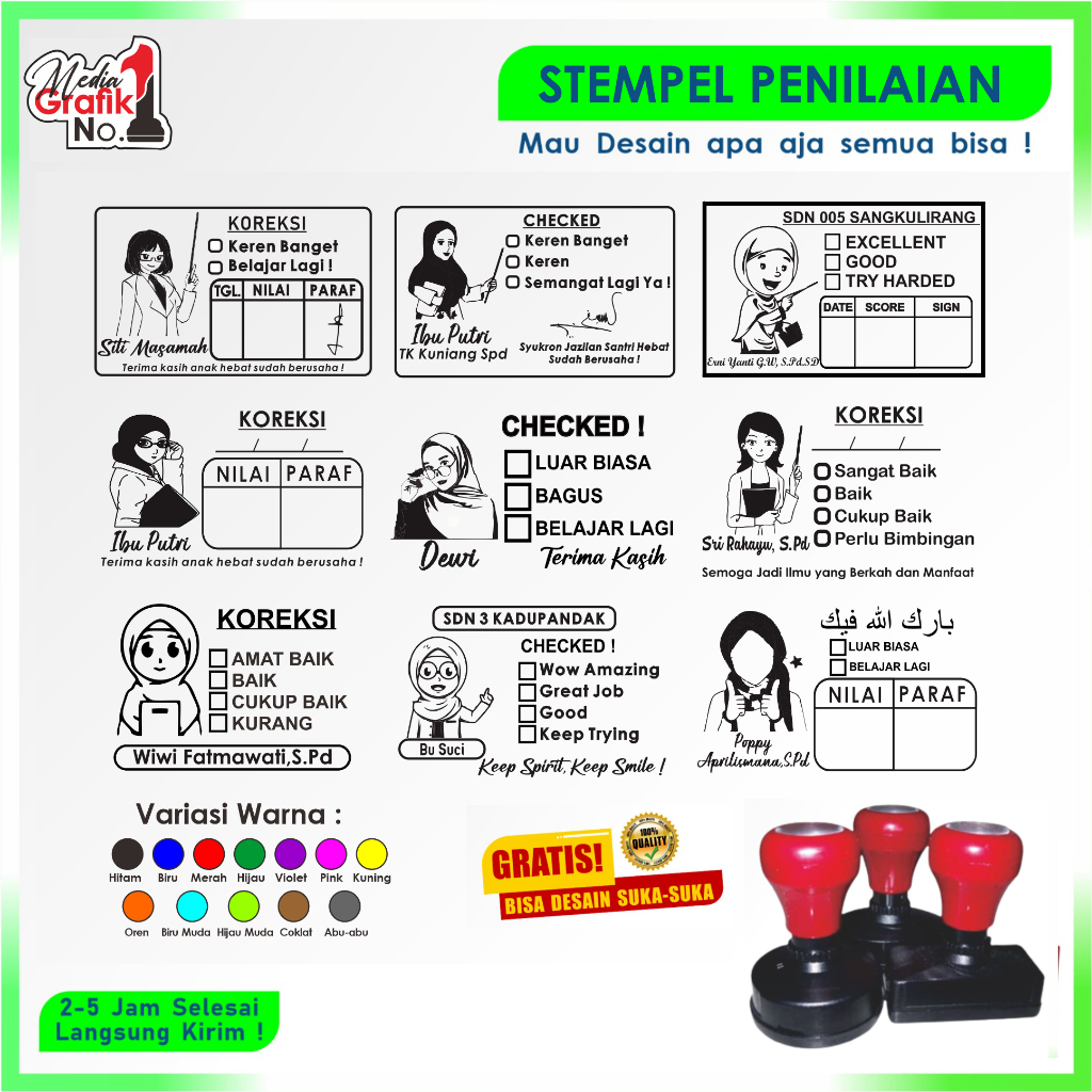 Jual COD Stempel Guru Custom / Stempel Kilat / Stemple Bu Guru Untuk TK ...