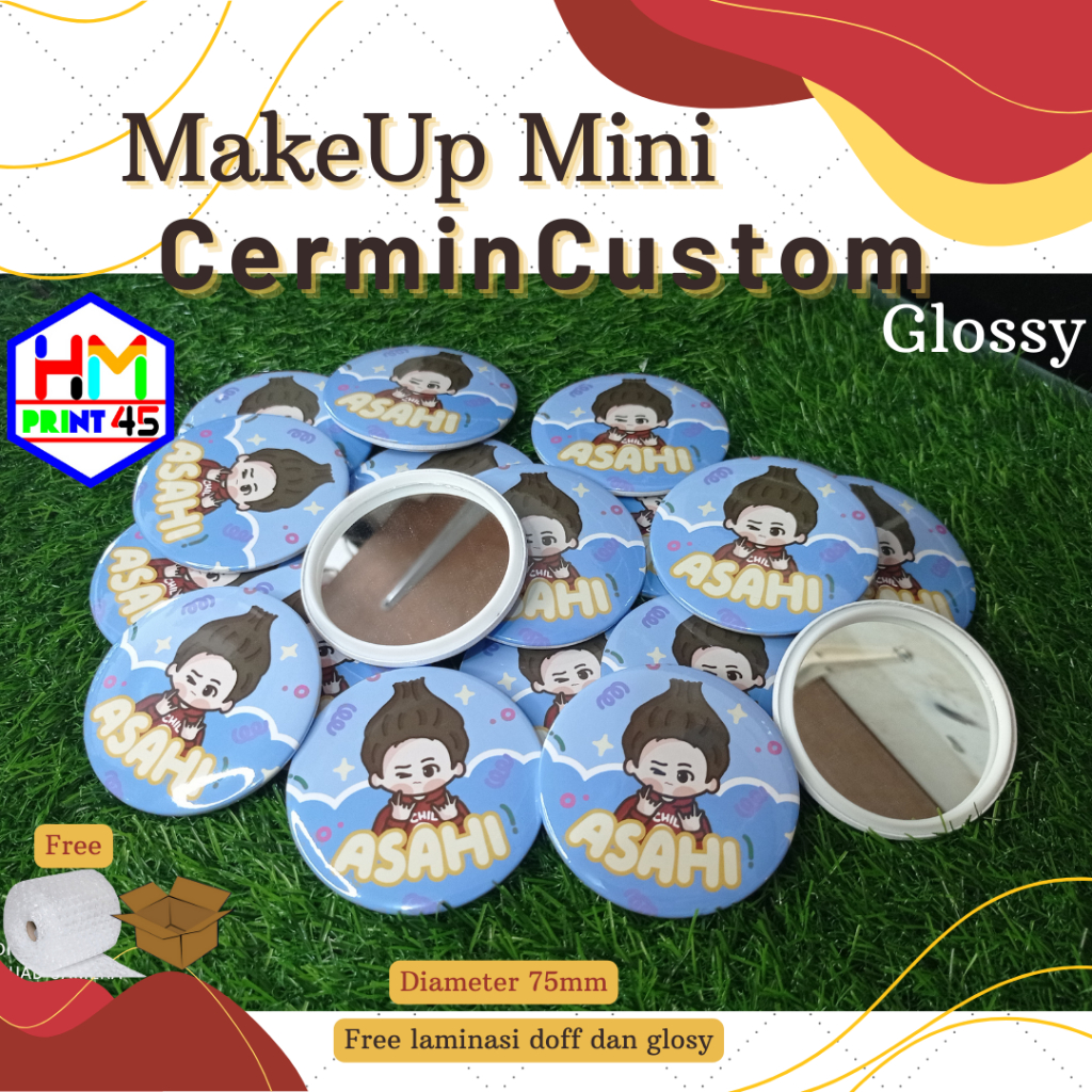 Jual PIN CERMIN KACA MAKE UP 75mm SOUVENIR CUSTOM | Shopee Indonesia