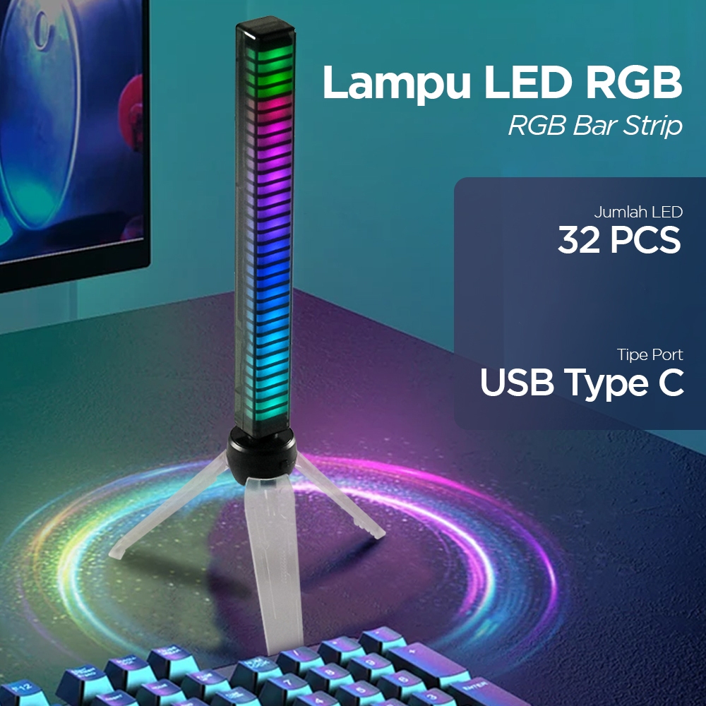 Jual Lampu LED RGB Bar Strip Sound Rhythm Light USB APP Indicator Bar ...