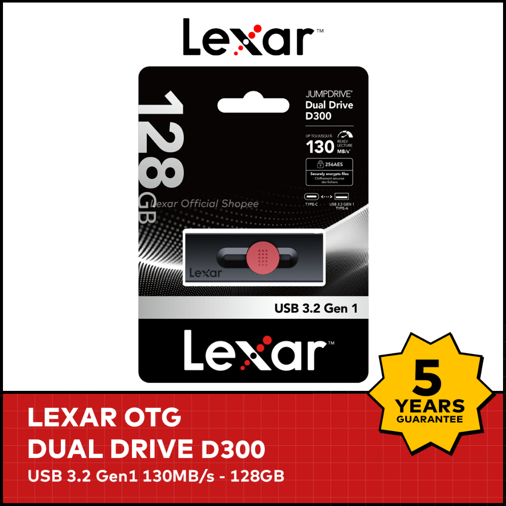 Jual Lexar JumpDrive D300 OTG Dual Drive USB 3.2 Gen1 130MB/s - 128GB ...