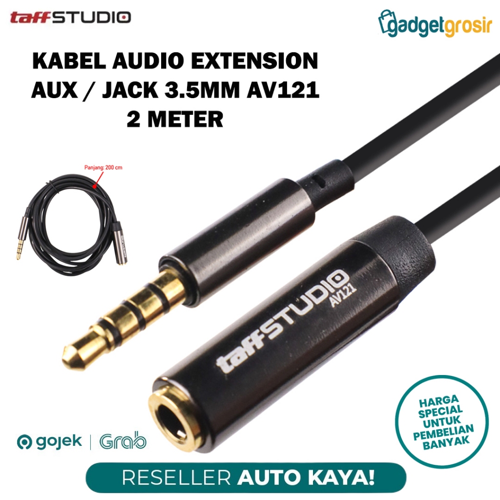 Jual Taffstudio Kabel Aux Audio Extension 3.5mm Male to Female 200 cm AV121 Kabel Sambungan Jack ...
