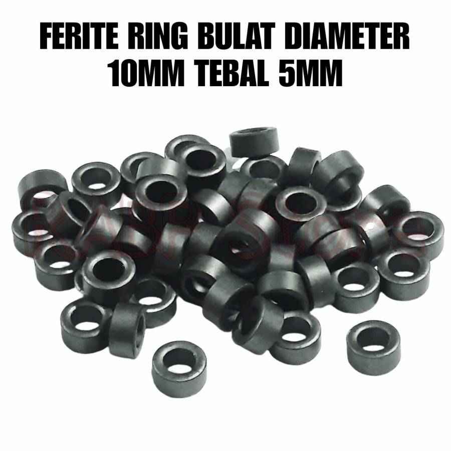 Jual 10X FERITE RING BULAT HITAM / TOROID FERITE DIAMETER 10MM TEBAL ...