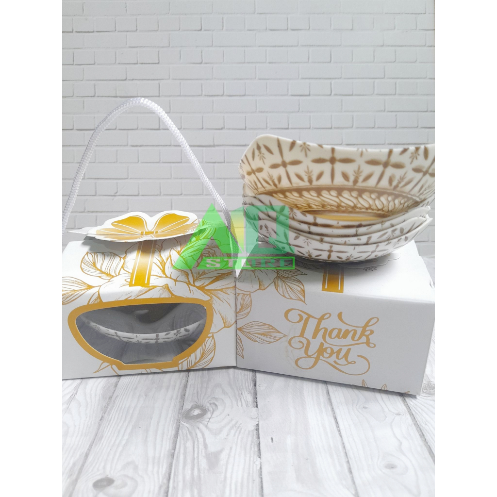 Jual isi (50pcs) Souvenir Mangkok Kotak Lengkung Motif Batik kemasan ...