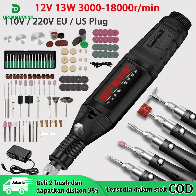 Jual Bor Mini 12V DC 15000 RPM Mini Drill Electric Engraver Grinder ...