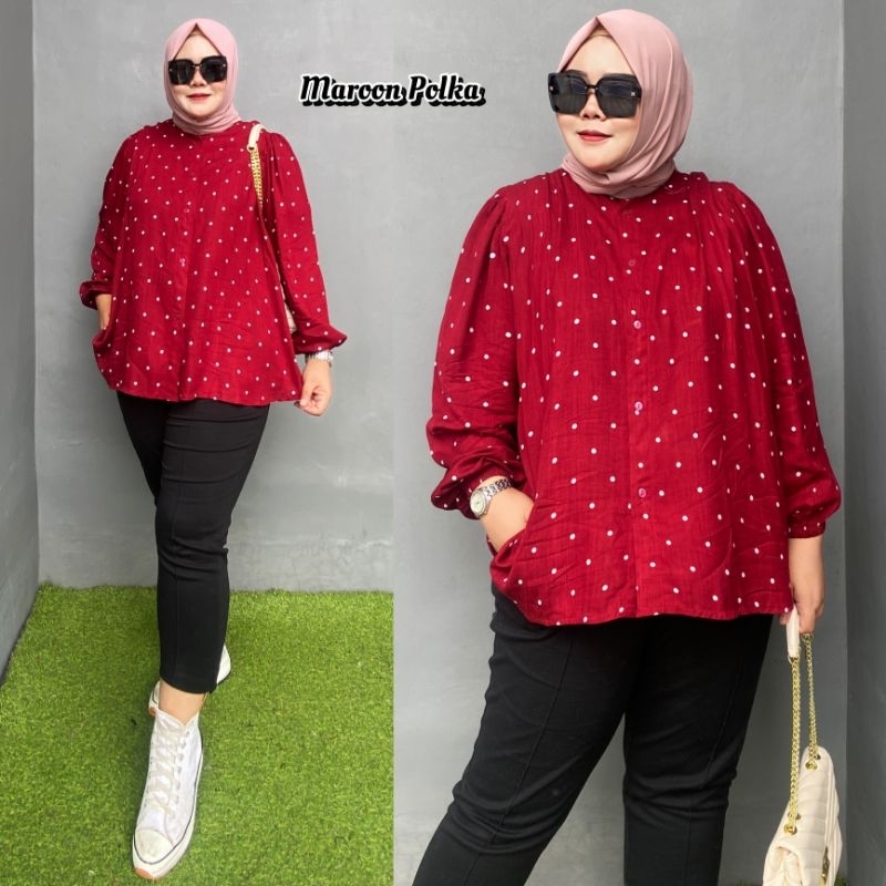 Jual Blouse Kemeja Atasan Wanita Big Size LD 110 120 130 140 Super Jumbo Busui XL XXL 3XL 4XL ...