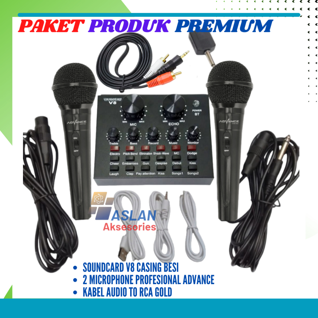 Jual Paket Lengkap Alat karaoke di rumah Soundcard Bluetooth V8 Audio ...