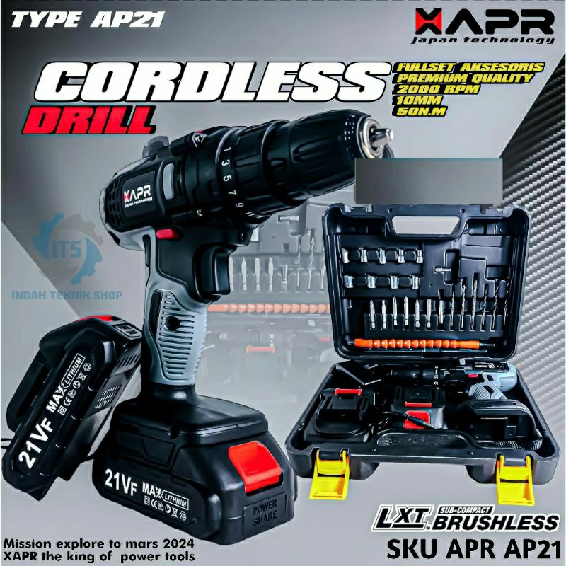 Jual PROMO APR JAPAN AP21 BOR BATERAI CORDLESS DRILL 21V KEYLESSBOR ...