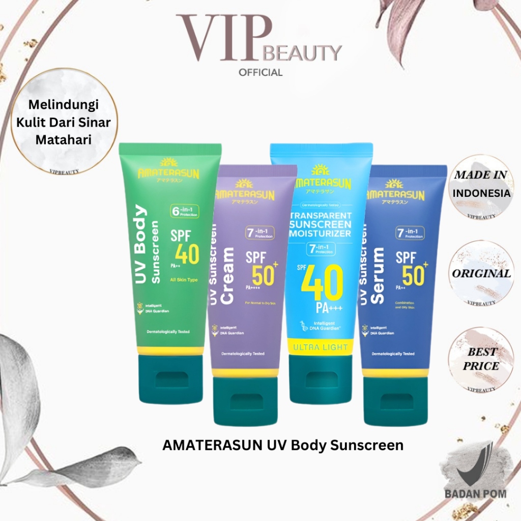 Jual AMATERASUN UV Body Sunscreen SPF 40 PA++ | UV Sunscreen Serum SPF 50+ PA++ | Shopee Indonesia