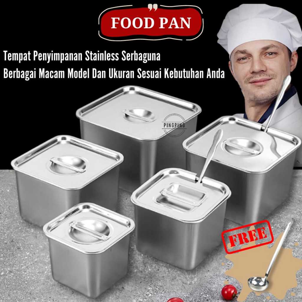 Jual Box souce Stainless Steel Persegi + Tutup / Food Container Saus ...