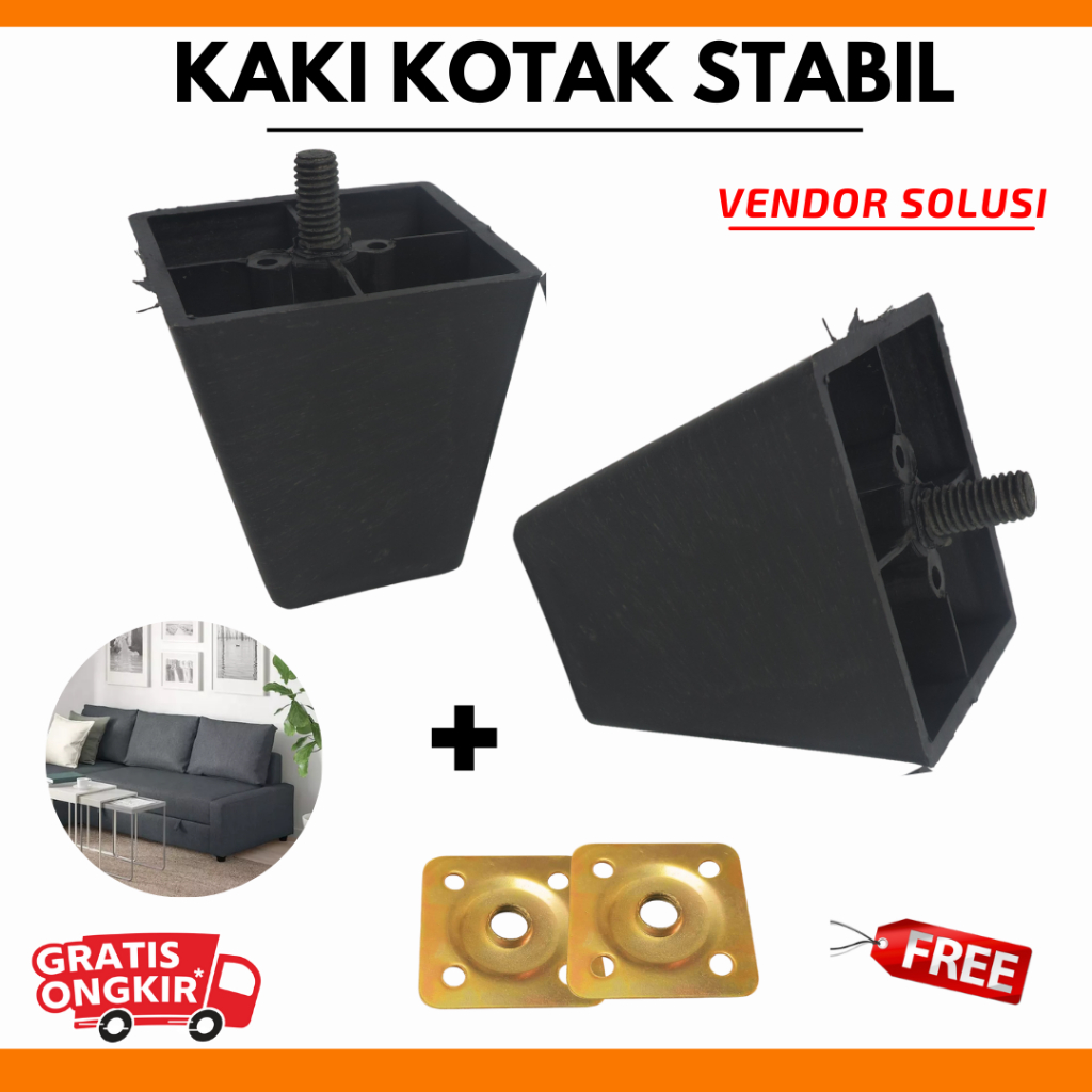 Jual Kaki Sofa Stabil Springbed FIber 8 cm Kaki Kotak Pakai Baut 3/8 ...