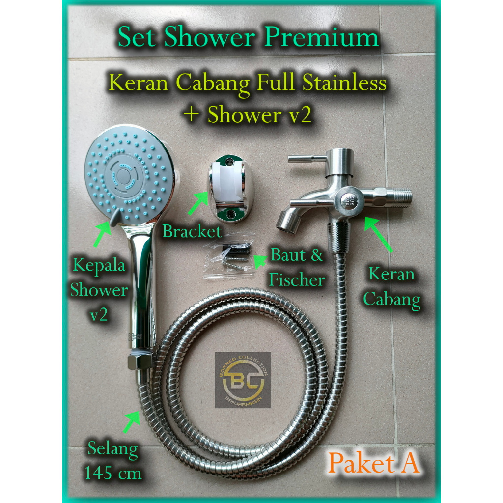 Jual Paket Set Shower Keran Mandi Premium (Keran Cabang, Selang ...
