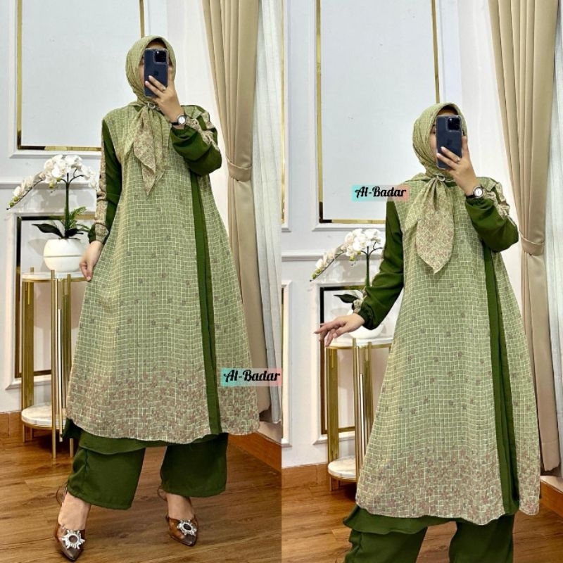 Jual SETCEL KRINGKEL TUNIK MIX CERUTY MOTIF ETNIK SLETING BELAKANG PLUS ...