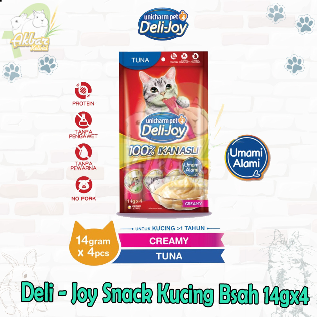 Jual Snack Kucing Unicharm Deli Joy Delijoy 4x14gram - Creamy Rasa Tuna ...