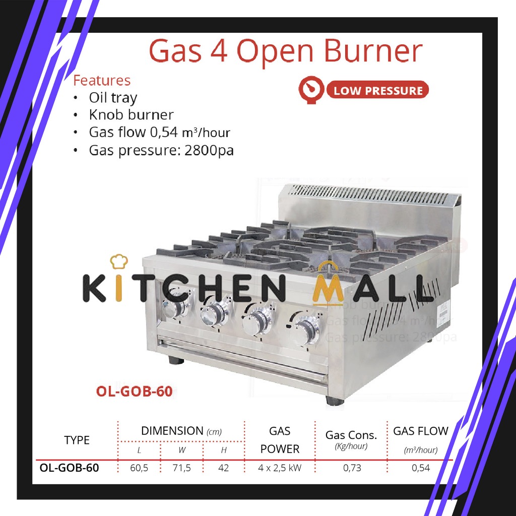 Jual GETRA OL-GOB-60 GAS 4 OPEN BURNER atau KOMPOR 4 BURNER HEAVY DUTY ...