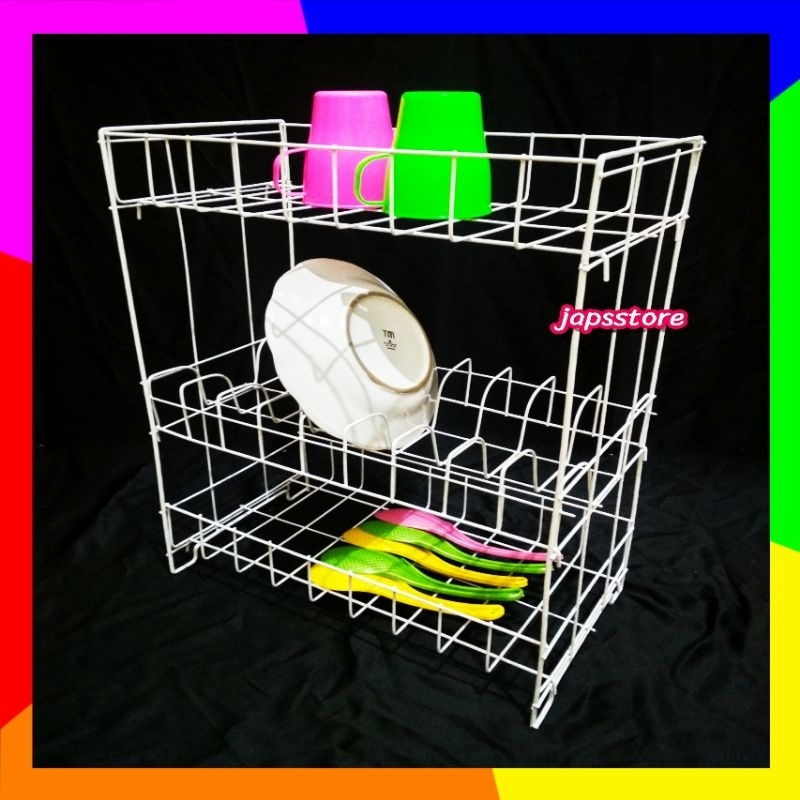 Jual RAK PIRING DAN GELAS 3 SUSUN, RAK PIRING BESI MINIMALIS, RAK ...