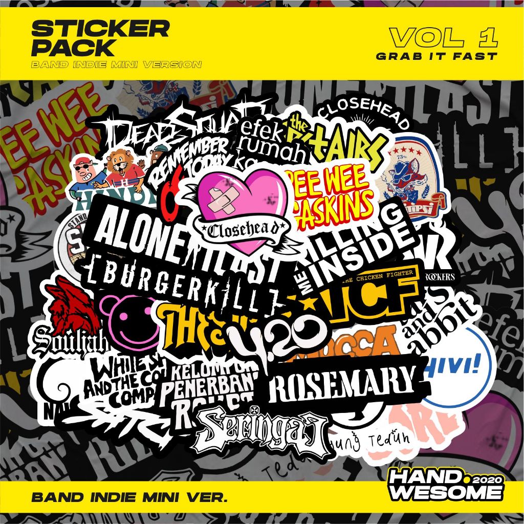 Jual Stiker Pack Band Indie Logo Mini Version anti air / anti banting ...