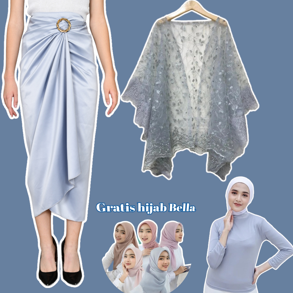 Jual paket complet set set outer cardigan kebaya bridesmaid baju kondangan tille mix brokat ...