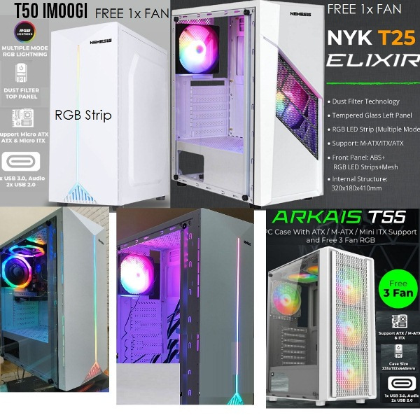 Jual Casing PC Gaming NYK NEMESIS White Free FAN RGB 12cm | Shopee ...