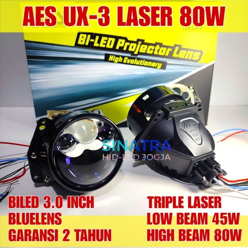 Jual BILED 3.0 Inch AES UX3 80W Super Triple Laser Premium | Shopee ...